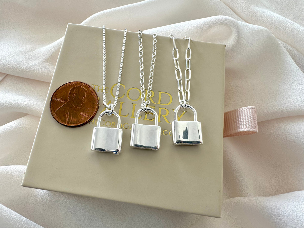 Genuine 925 Sterling Silver Mini Padlock Necklace – The Cord Gallery