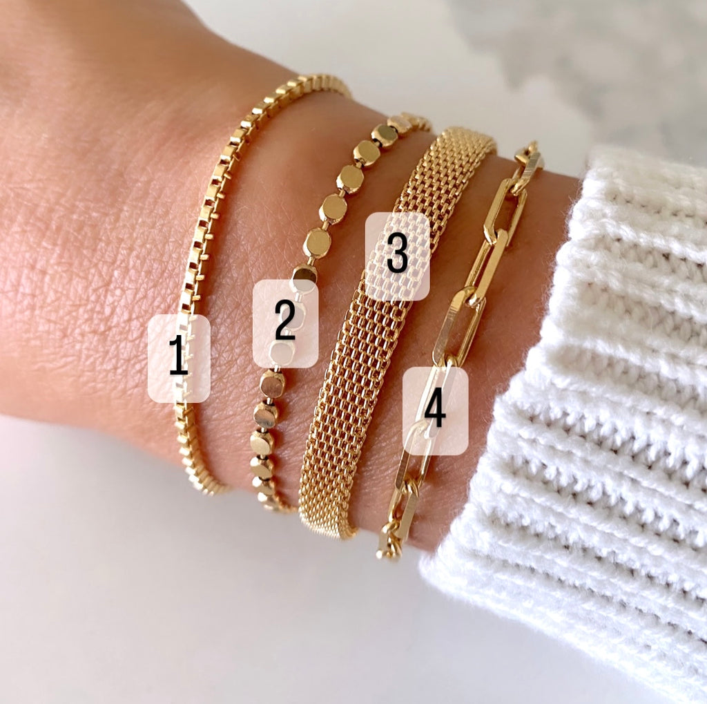 Gold Filled Stacking Bracelets Thick Box Chain Bracelet Dot Bracelet P ...