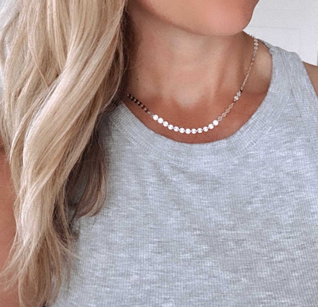 Sterling Silver Disc Chain Necklace - Coin Chain - Genuine 925 Silver ...