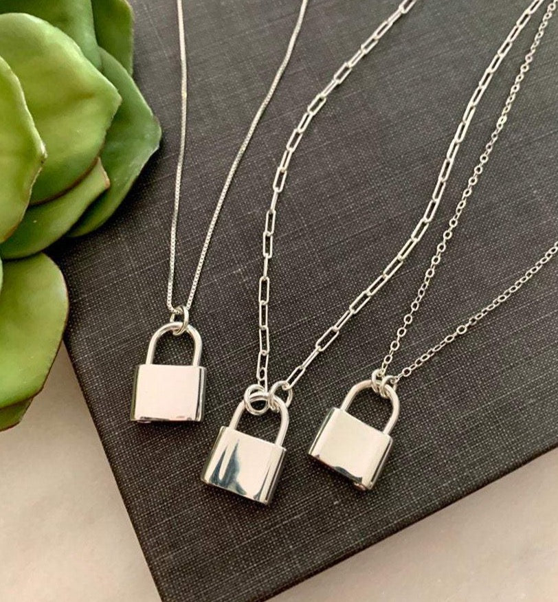 Genuine 925 Sterling Silver Mini Padlock Necklace – The Cord Gallery