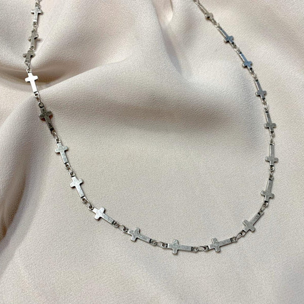 Antique Silver Cross Chain Necklace – The Cord Gallery