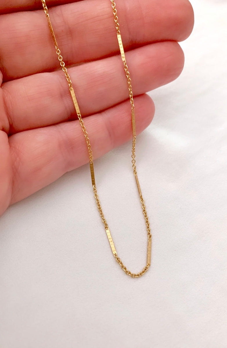 Dainty Gold Filled Flat Bar Chain Necklace – The Cord Gallery