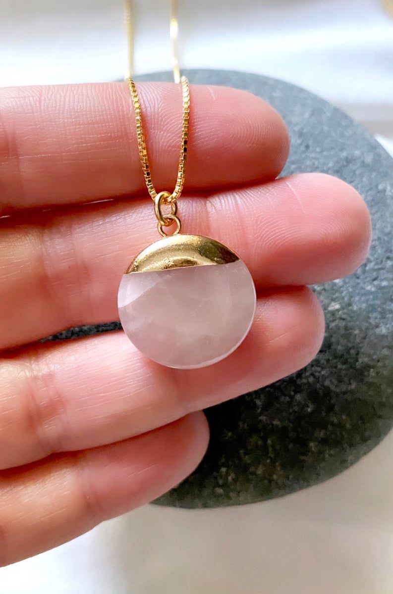 Rose Quartz Coin Medallion Necklace – The Cord Gallery