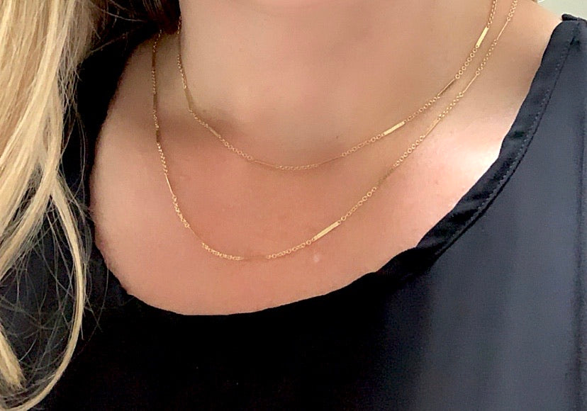 Dainty Gold Filled Flat Bar Chain Necklace – The Cord Gallery