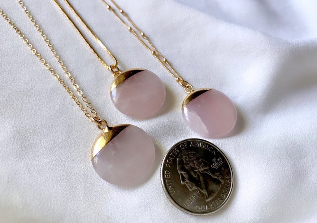 Rose Quartz Coin Medallion Necklace – The Cord Gallery