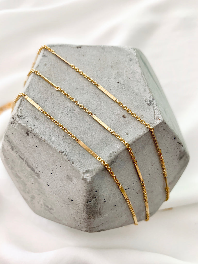 Dainty Gold Filled Flat Bar Chain Necklace – The Cord Gallery