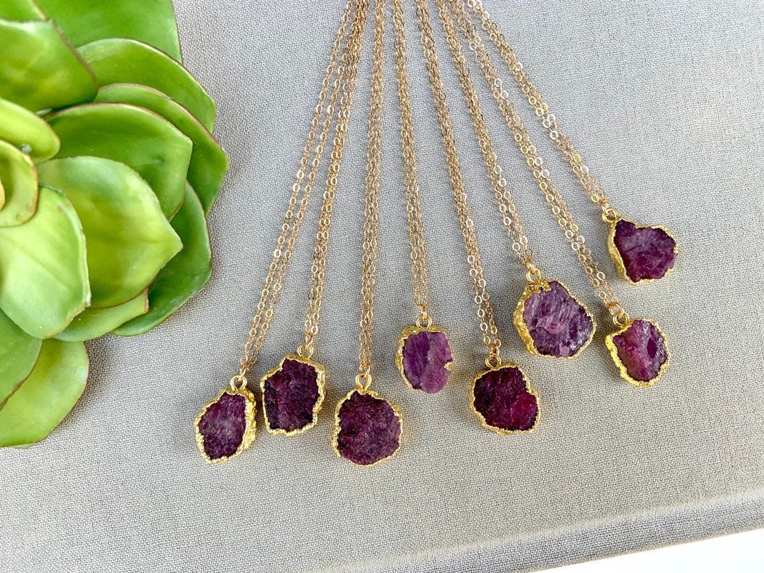 Genuine Raw Ruby Necklace - Gold - July Birthstone – The Cord Gallery